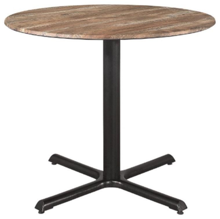 Correll Rustic Oak Premium Cafe Bistro Table with 2 Black Ladder Back ...