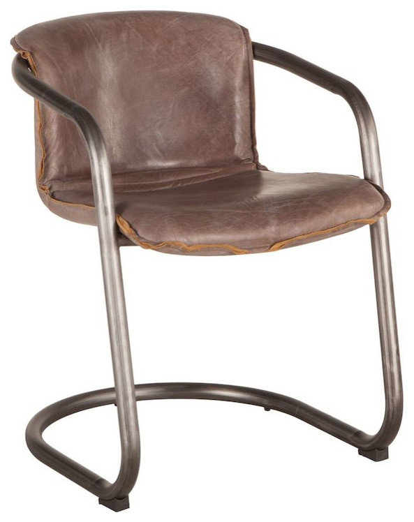 Distressed Jet Brown Leather Dining Chairs, Set of 2, Belen Kox ...