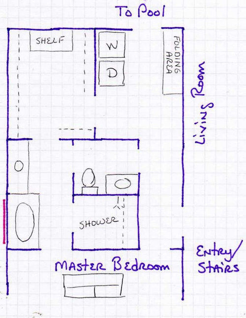 Master bath, laundry, pool access area | Houzz Forum