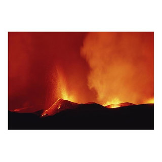 Volcanic Eruption With Lava Fountain And Splatter Cone, Galapagos, 40 ...