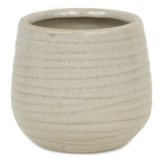 Curved Wave Ceramic Pot - Medium - Transitional - Indoor Pots And ...
