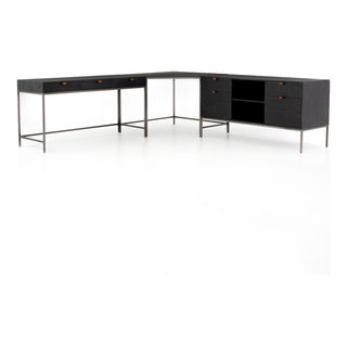 Trey Desk System With Filing Credenza - Industrial - Desks And Hutches ...
