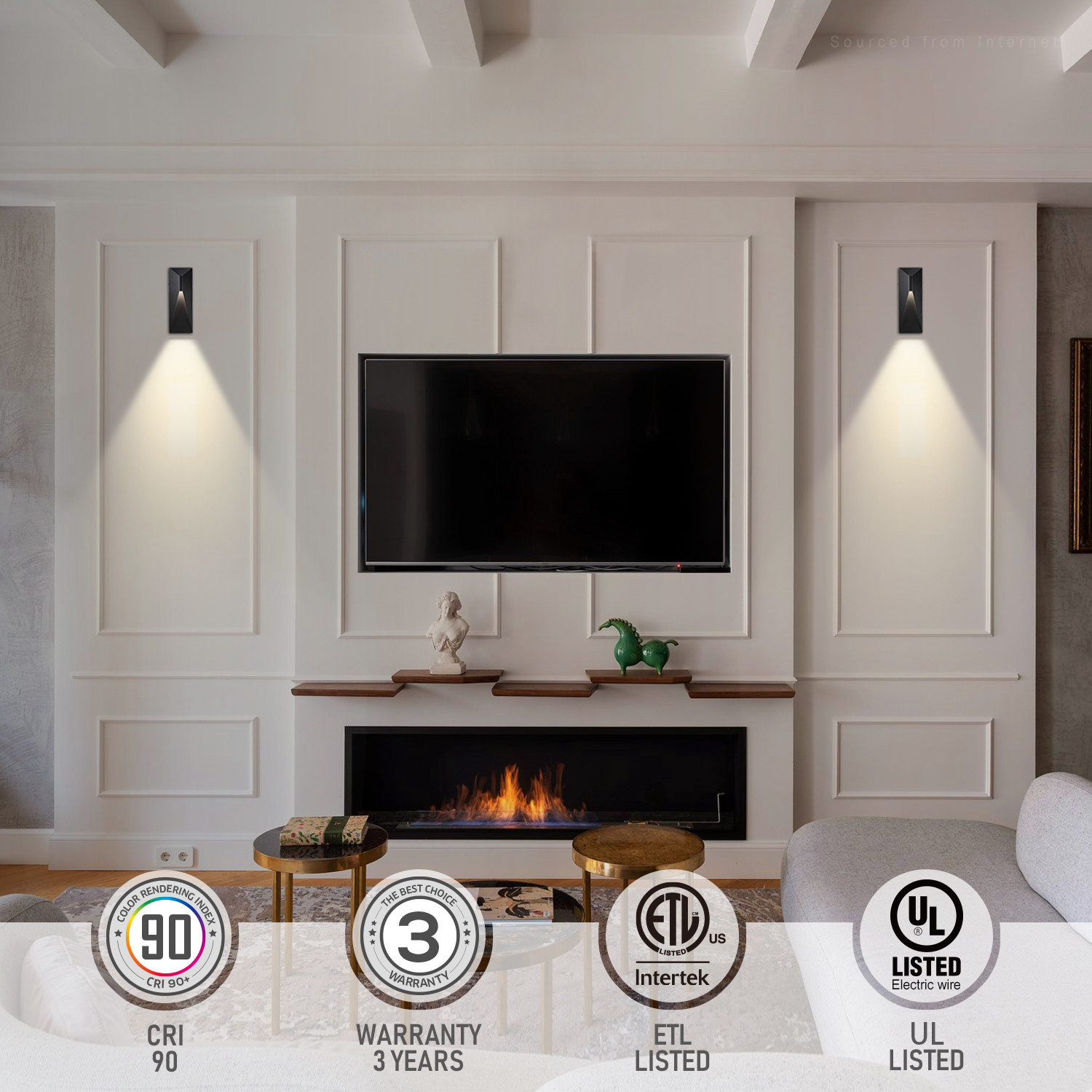 4 Pack 15W 14" 5CCT LED Wall Sconce, 100-277V Porch Light, 10%-100% ...