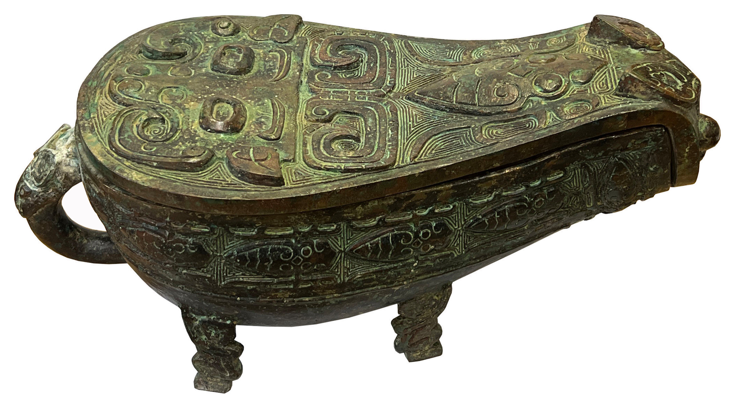 Vintage Look Chinese Green Black Ancient Ding Shape Holder Display Hws2997 - Asian - Decorative ...