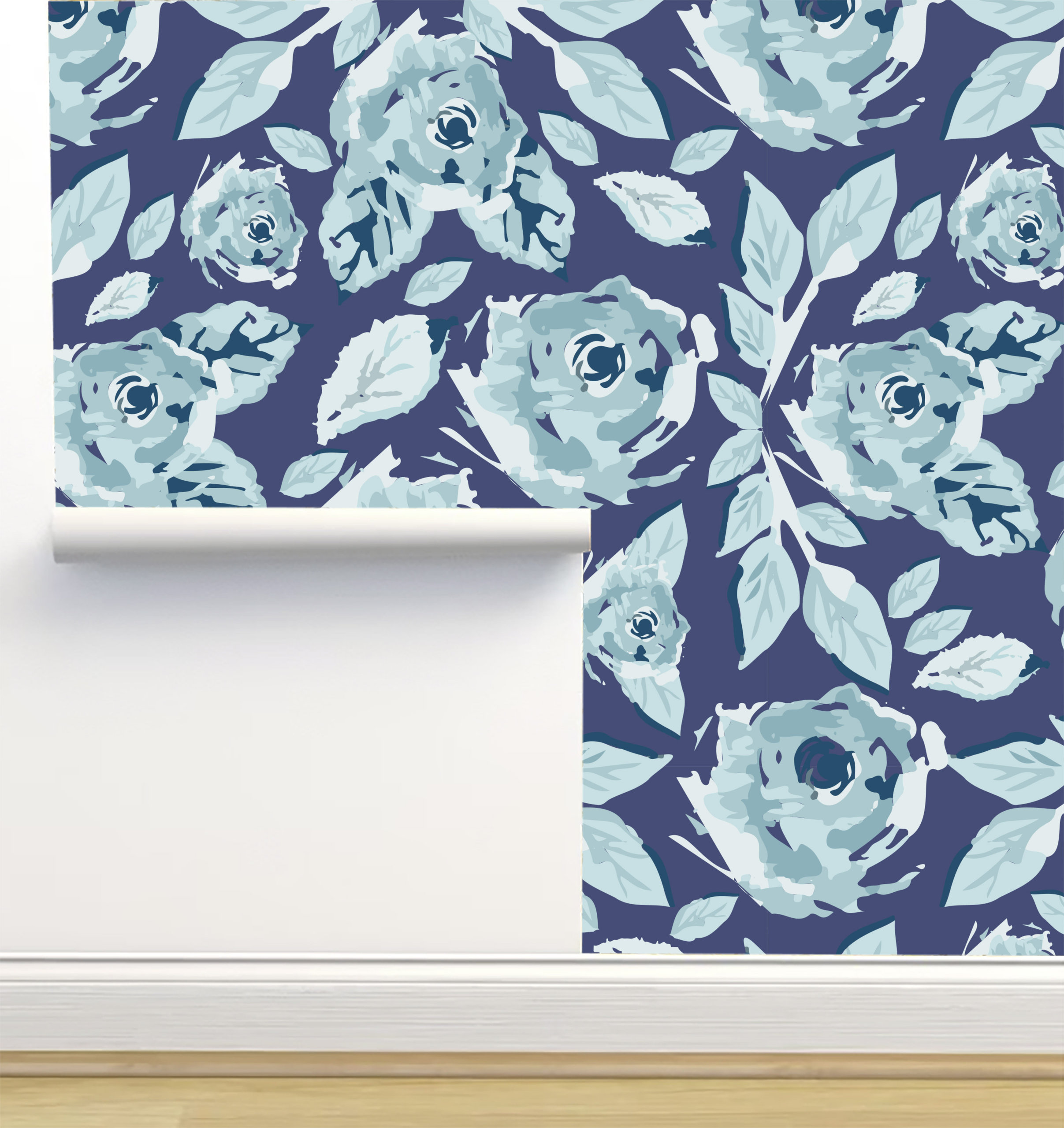 Roses Dark Wallpaper by Monor Designs, 24"x72" - Contemporary ...