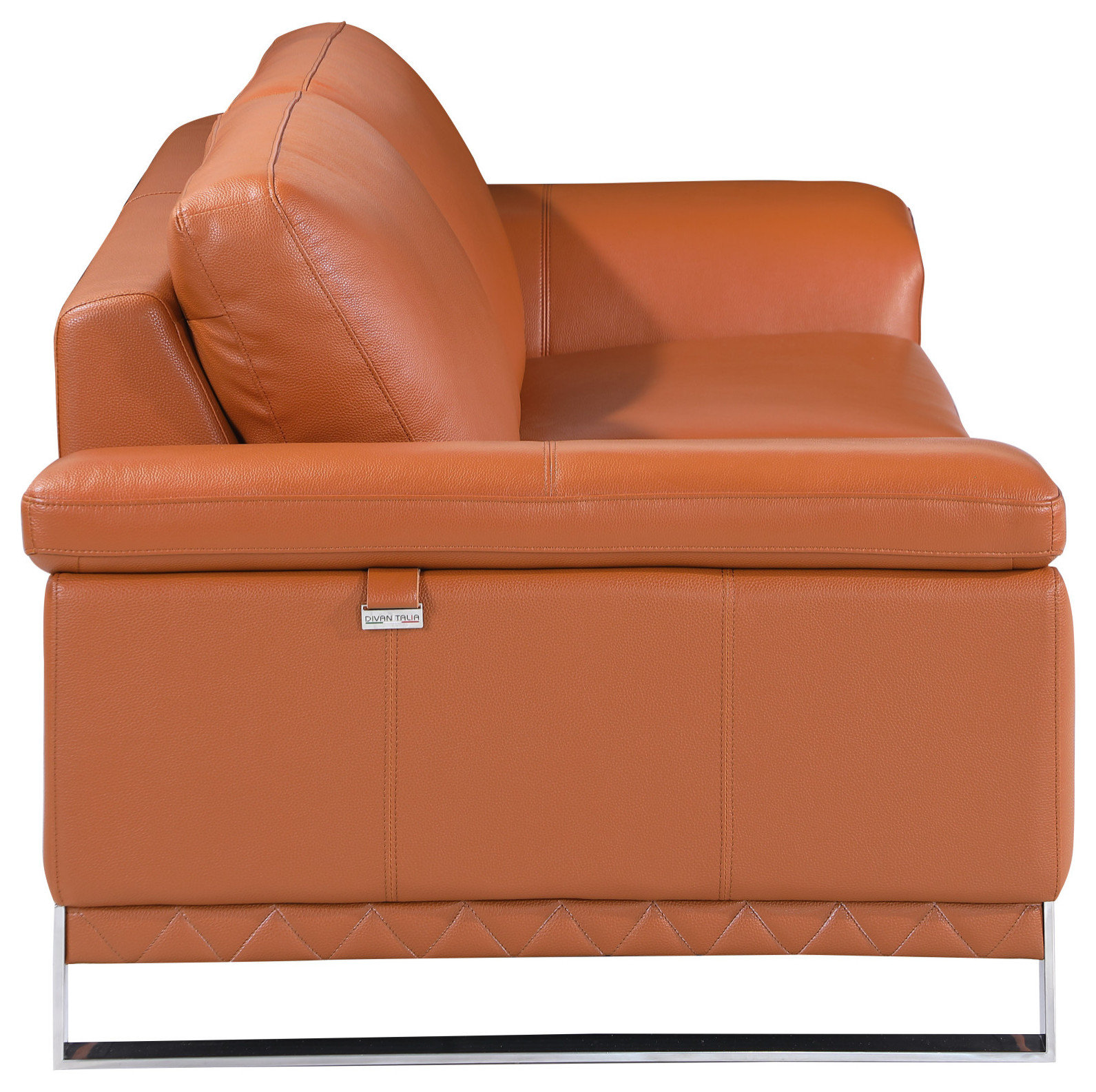 2-Piece Indoor Camel Italian Leather Five Person Seating Set ...