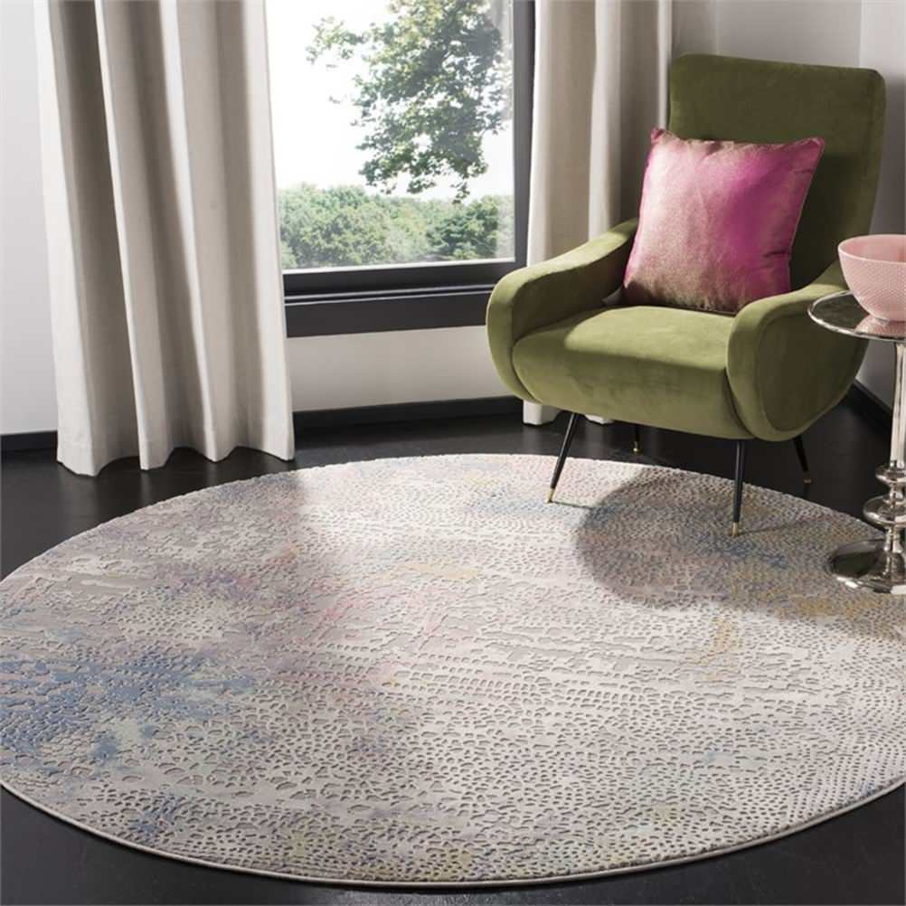 Safavieh Meadow 6'7" Round Rug in Gray and Gold, 6'7" Round ...