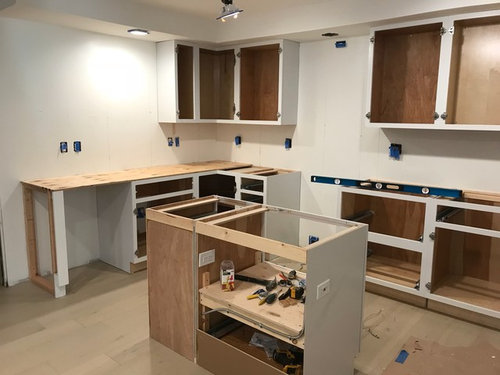 Plywood subtop over dishwasher