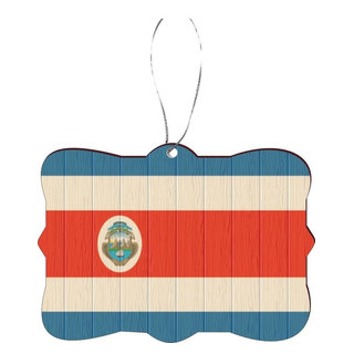 Costa Rica Flag on Distressed Wood Design Rectangle Christmas Tree ...