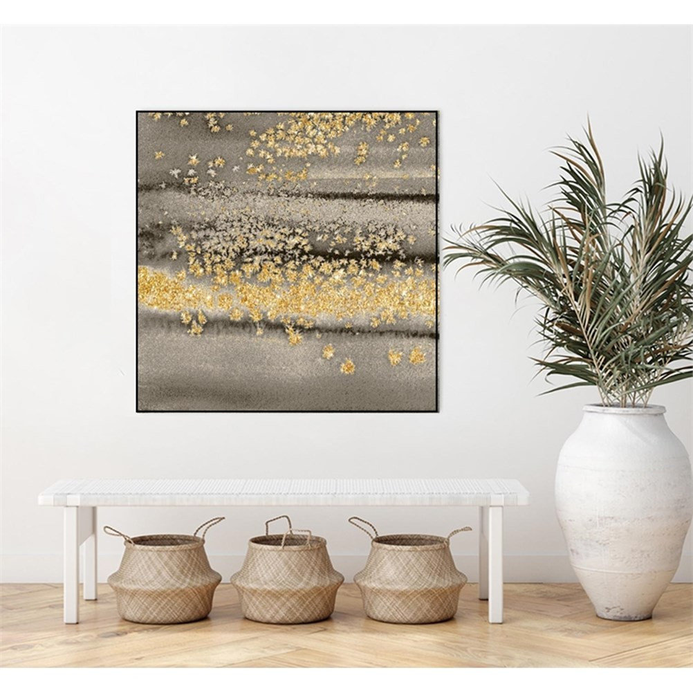 Giant Art Canvas 30x30 Gold Winds Square III Framed in Multi-Color ...