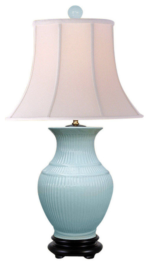 Beautiful Jade Color Porcelain Vase Table Lamp 28" - Asian - Table ...