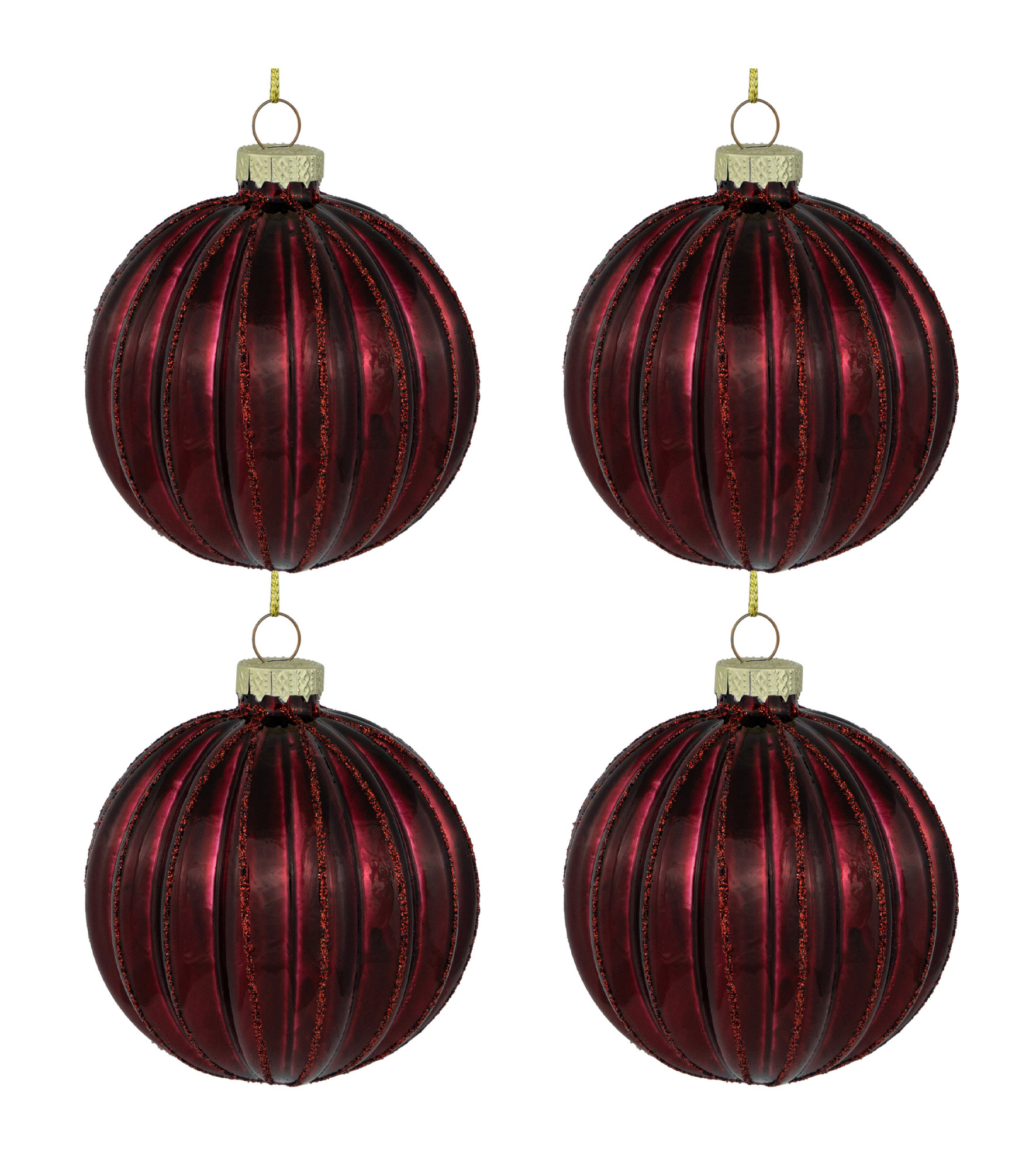 4ct Shiny Maroon Glass Ball Christmas Ornaments 3", 80mm - Modern ...