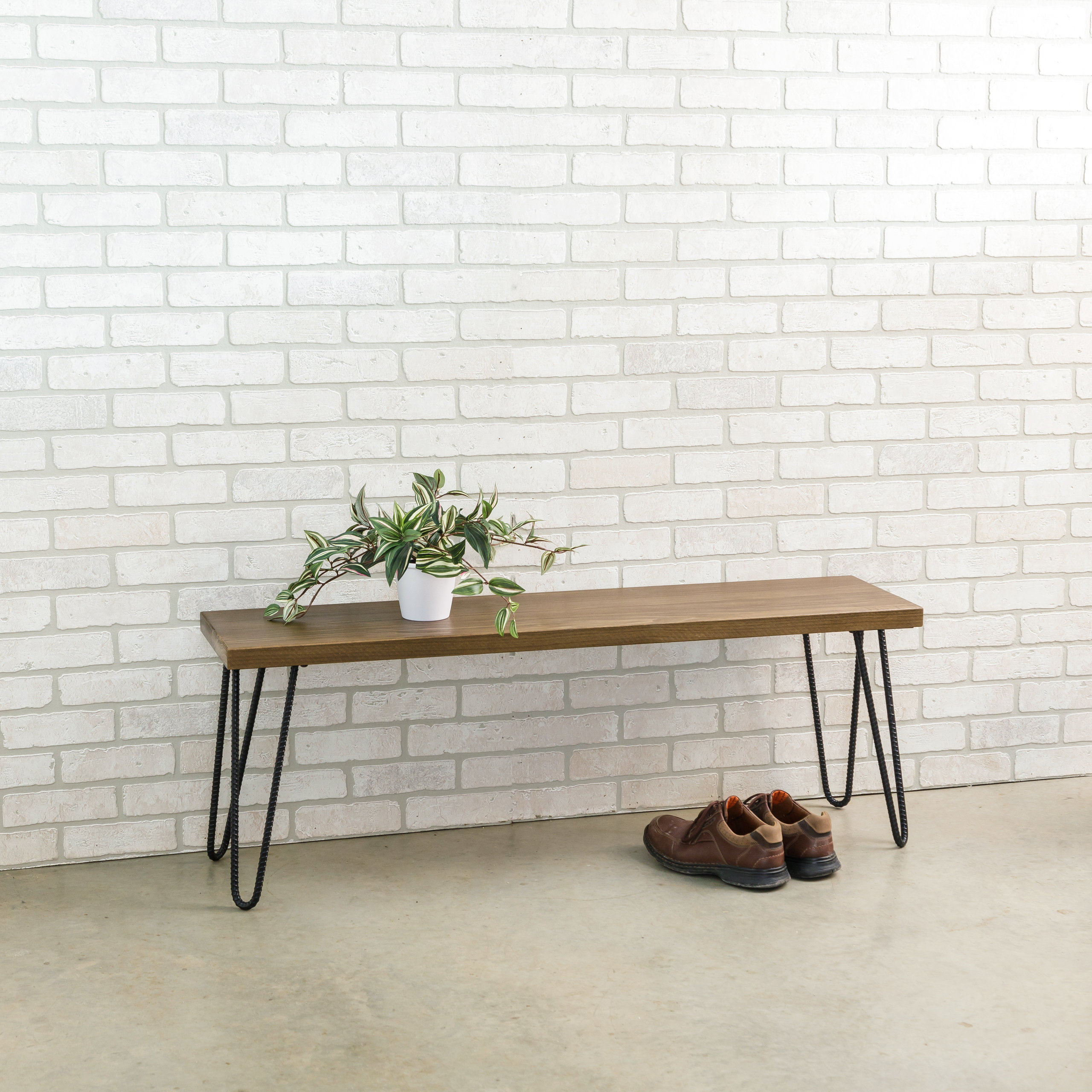 Ramsay Modern Retro 48" Wide Solid Wood Bench, Brown - Midcentury ...