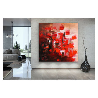 "Dazzle" 48x48 inches red Large Modern Painting MADE TO ORDER ...