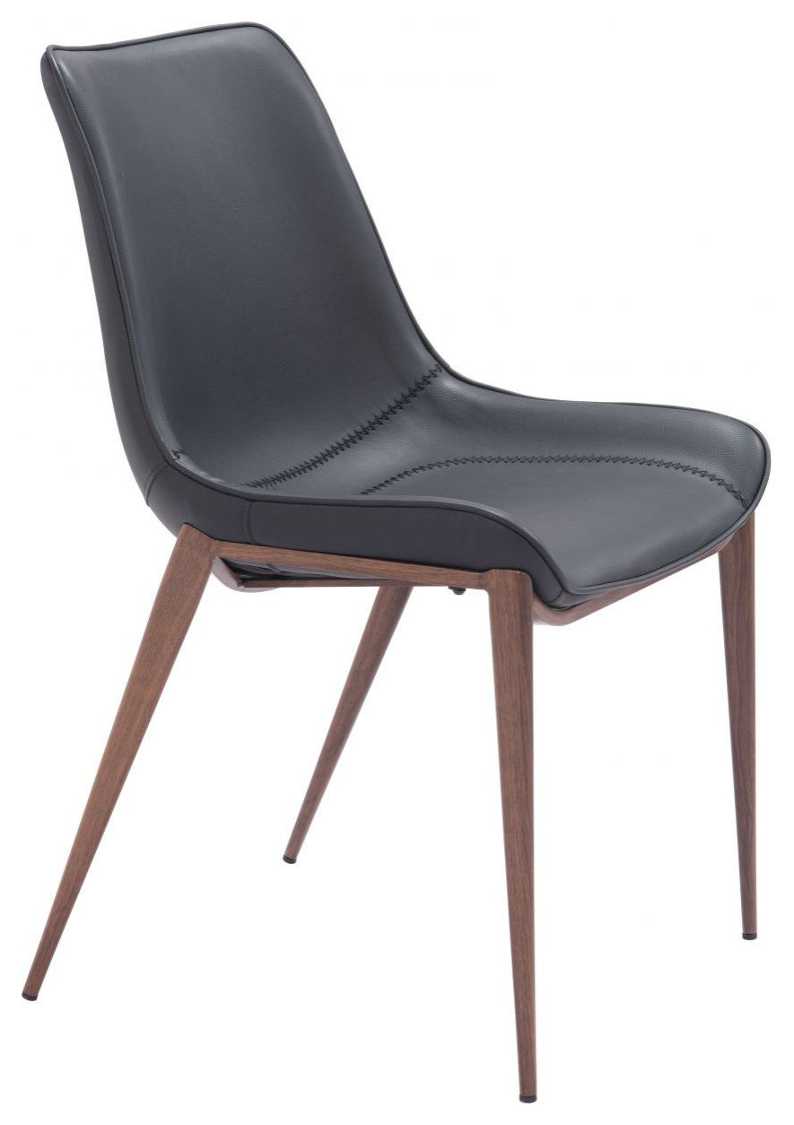 Magnus Dining Chair, Set of 2, Black/Walnut - Midcentury - Dining ...