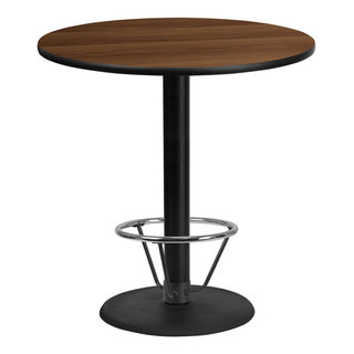 42'' Round Laminate Table Top W/24'' Round Bar Ht Base & Foot Ring ...