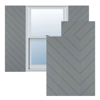 True Fit PVC Diagonal Slat Modern Style Fixed Mount Shutters, 18"W x 45 ...