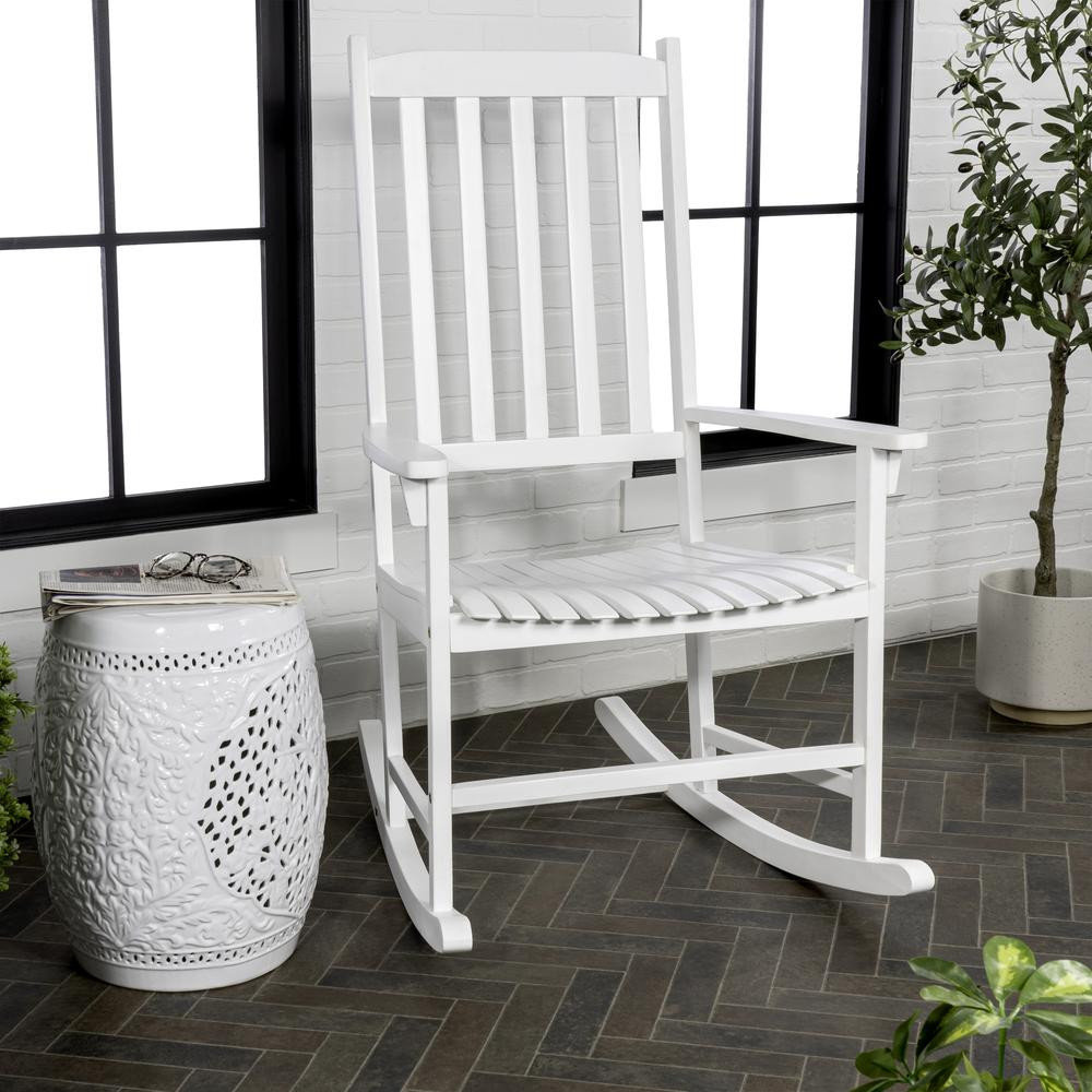 Slat-Back 350-Lbs Support Acacia Wood Outdoor Rocking Chair ...