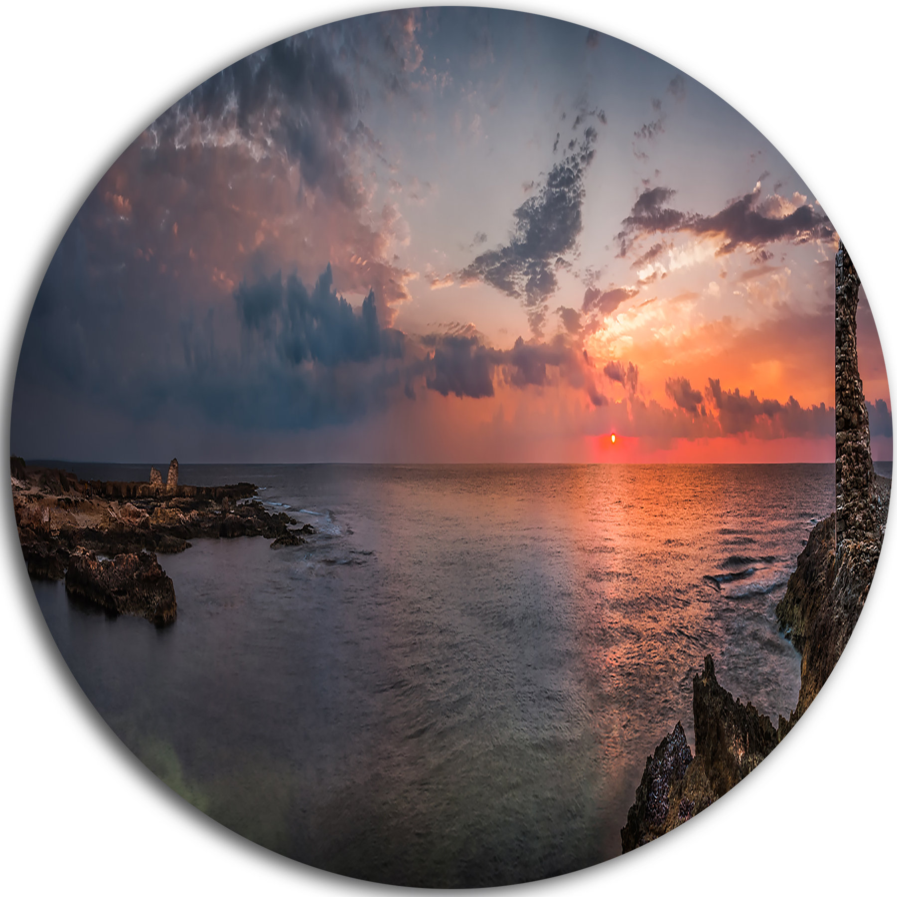Ancient Ruins And Beach Panorama, Beach Round Wall Art, Disc of 36 inch ...