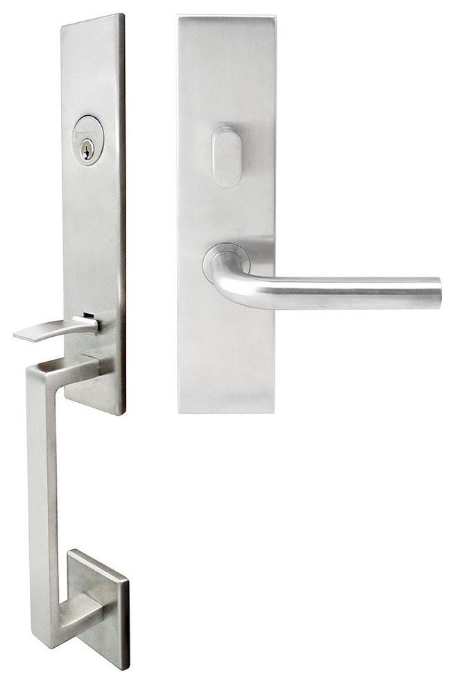 Cologne Lever, Mortise Entry Handleset, Left Hand, Satin Stainless ...
