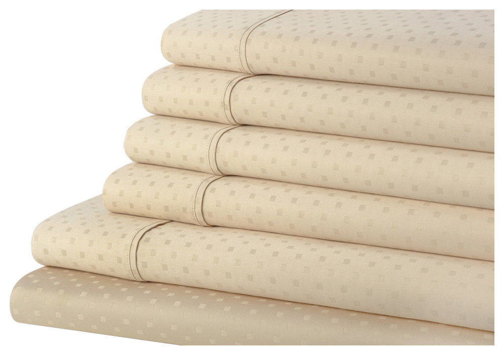 Kathy Ireland 1200 Thread Count Cotton Rich "Swiss Dot" 6-Piece Sheet ...
