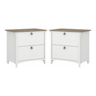 Home Square 2 Piece Wood Filing Cabinet Set with 2 Drawer in White ...