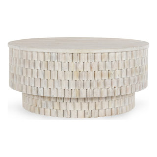 Norwood 40" Round Coffee Table, Brown - Farmhouse - Coffee Tables - by ...