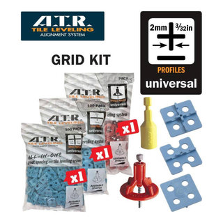 ATR Tile Leveling System 250 Kit, Grid Layout 2mm Grout spacer Line ...