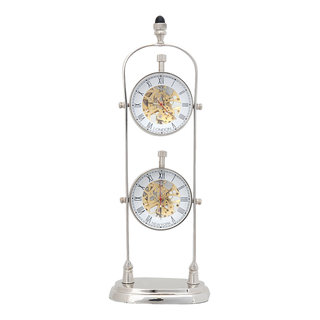 Brass See Thru Clock Double Aluminum Home Decor - Traditional - Desk ...