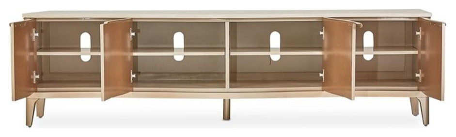 Michael Amini Malibu Crest Wood & Marble TV Console - Blush ...