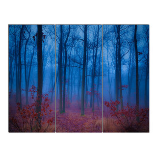 "Mysterious Blue Thick Woods" Metal Art, 36"x28" - Contemporary - Metal ...