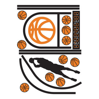Basketball Court Xl Giant Peel & Stick Wall Decals With Glow ...