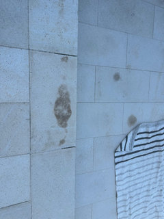 HELP!! Mystery stains on new marble pool deck