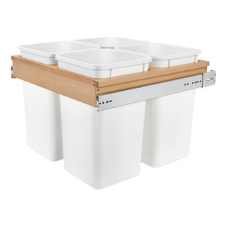 Wood Top Mount Pull Out Quad Trash Container, 25.5" - Trash Cans - by ...