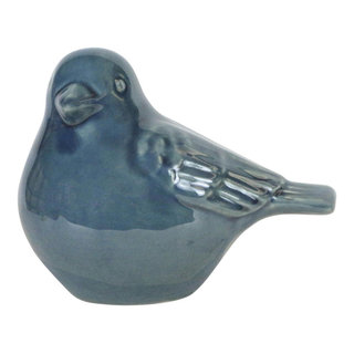 Cer, 8" Bird Figurine, Turq - Contemporary - Garden Statues And Yard ...