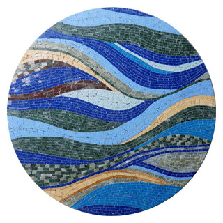 Colorful Ocean Waves - Mosaic Artwork, 40" x 40" - Beach Style - Tile ...