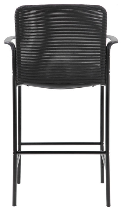 Scranton & Co 28.5" Modern Vinyl/Mesh Counter Stool with Arms in Black ...
