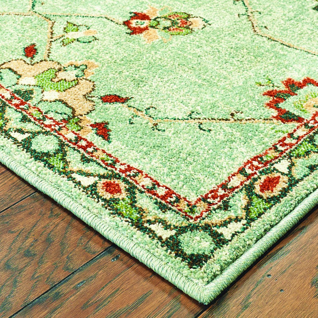 2" x 8" Pastel Blue Floral Patterned Indoor Runner Rug - Mediterranean ...