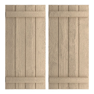 Rustic 4 Board Joined B-N-B Faux Wood Shutters, 22x50" - Rustic ...