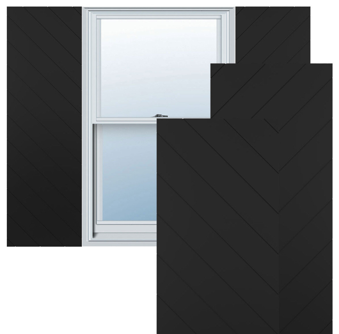 True Fit PVC Diagonal Slat Modern Style Fixed Mount Shutters, 12"W x 29 ...