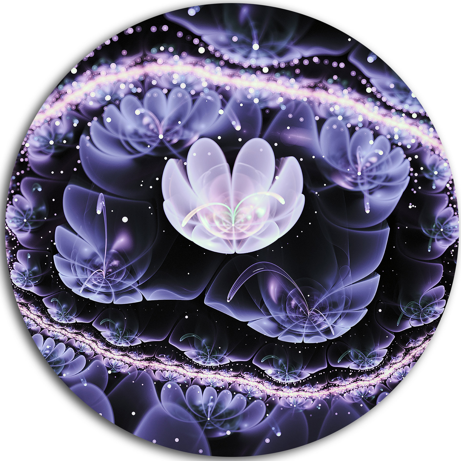 Shiny Fractal Flower With Bokeh Effect, Floral Round Wall Art, Disc of ...