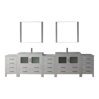 Dior 118" Double Bathroom Vanity Set, Espresso, Brushed Nickel Faucet ...