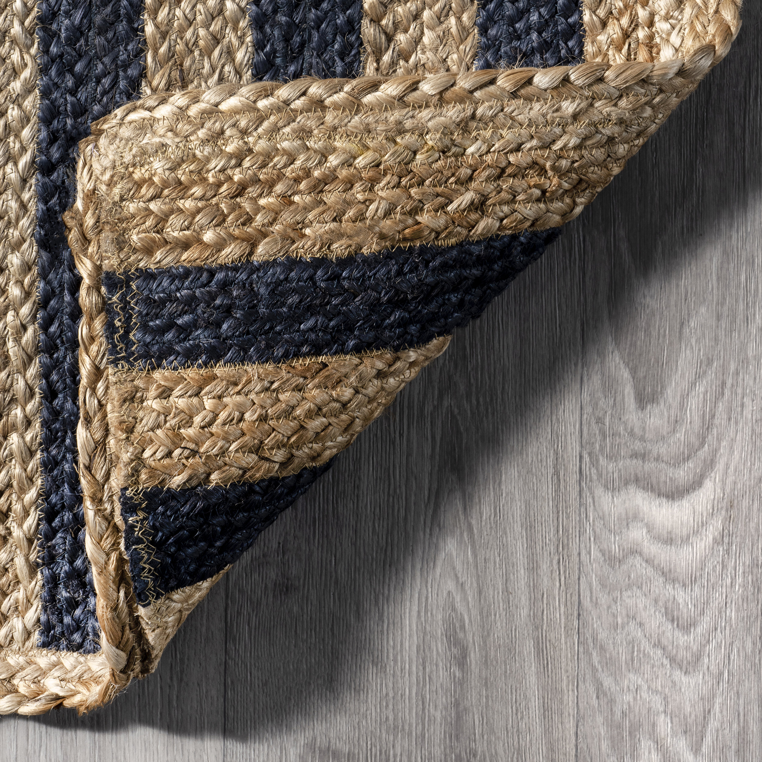 Nuloom Nalle Tilted Stripes Jute Rug, Blue, 8' x 10' - Beach Style ...
