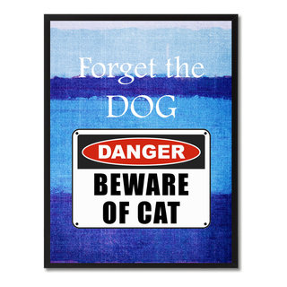 Beware Of Cat Danger Sign, Canvas, Picture Frame, 13"x17 ...