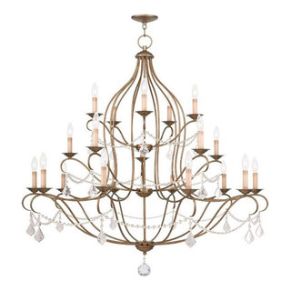 Traditional French Country Twenty Light Chandelier-Antique Gold Leaf ...