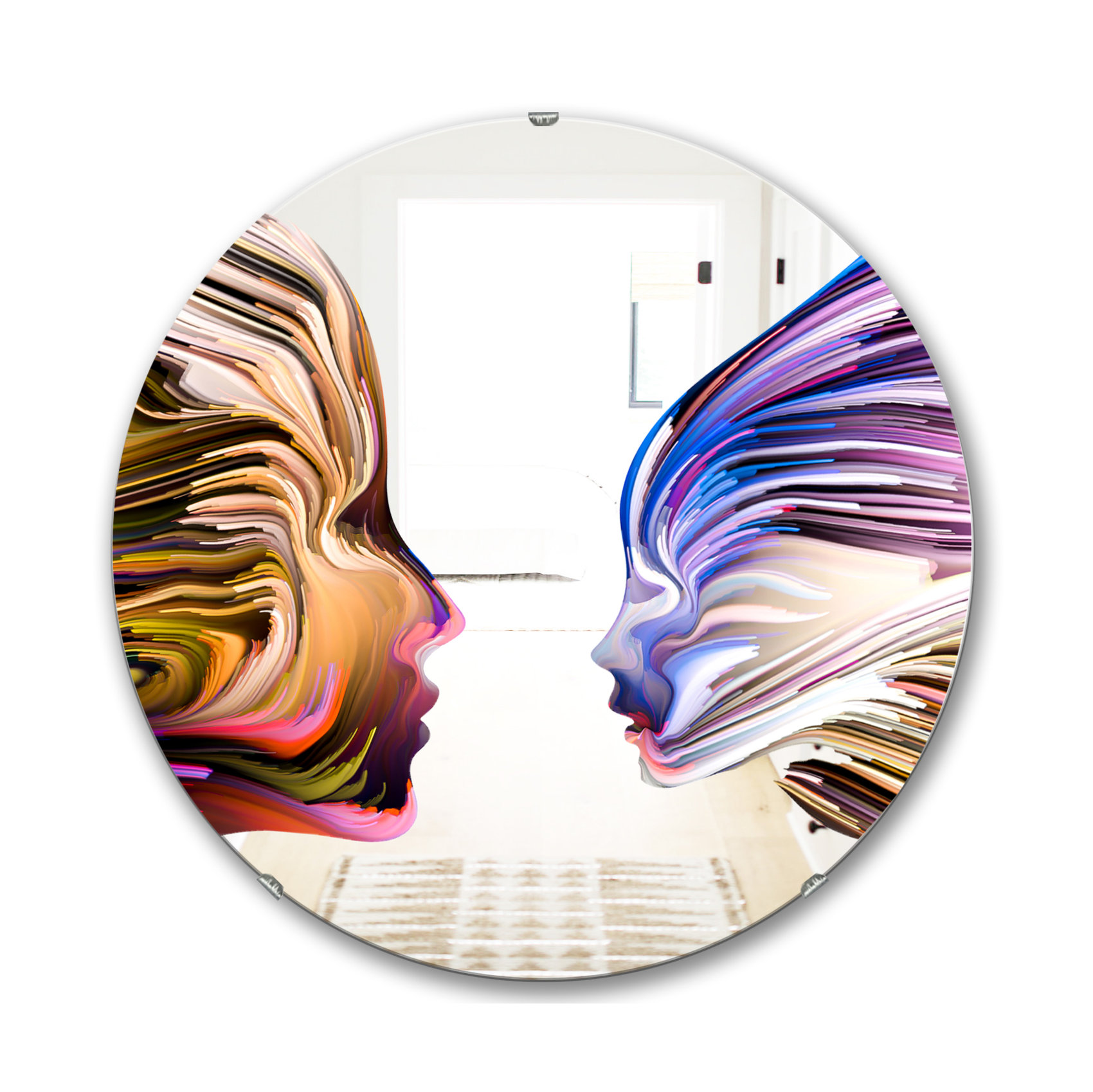 Designart Metaphorical Mind Painting Modern Oval Or Round Wall Mirror ...