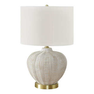 Lighting, 21"H, Table Lamp, Ivory/Cream Shade, Cream Resin ...