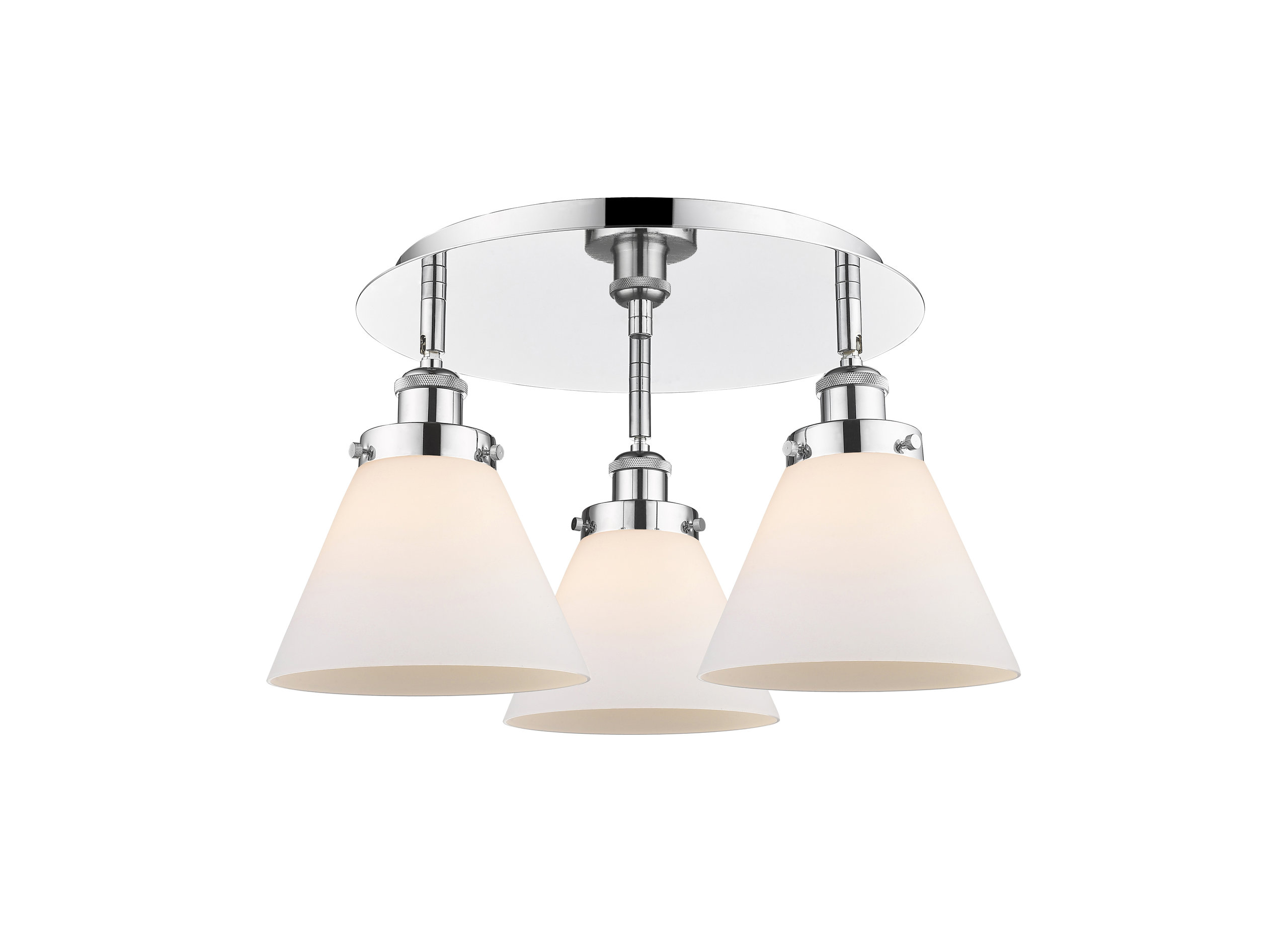 Cone-3 Light 20" Flush Mount-Polished Chrome, Matte White Glass Shade ...