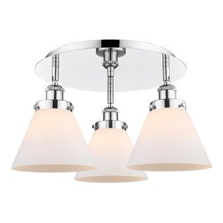 Cone-3 Light 20" Flush Mount-Polished Chrome, Matte White Glass Shade ...