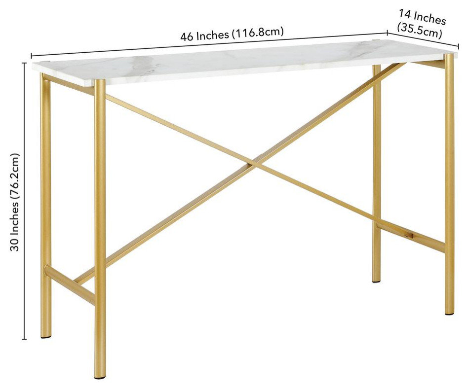 Braxton 46'' Wide Rectangular Console Table with Faux Marble Top in ...